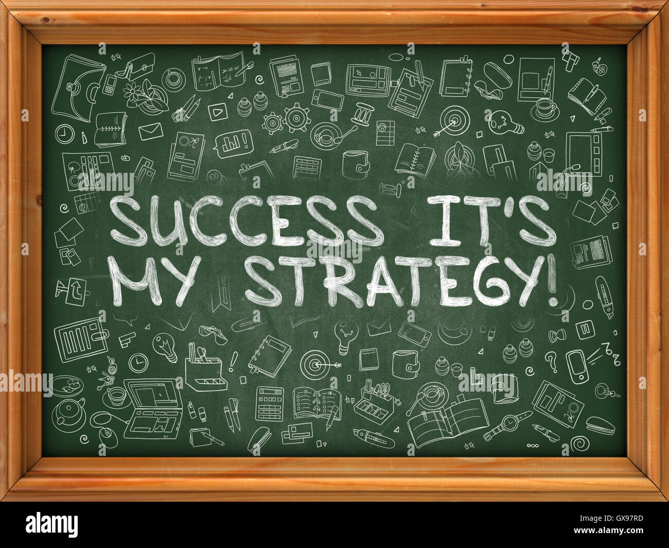 Hand Drawn Success its My Strategy on Green Chalkboard Stock Photo - Alamy