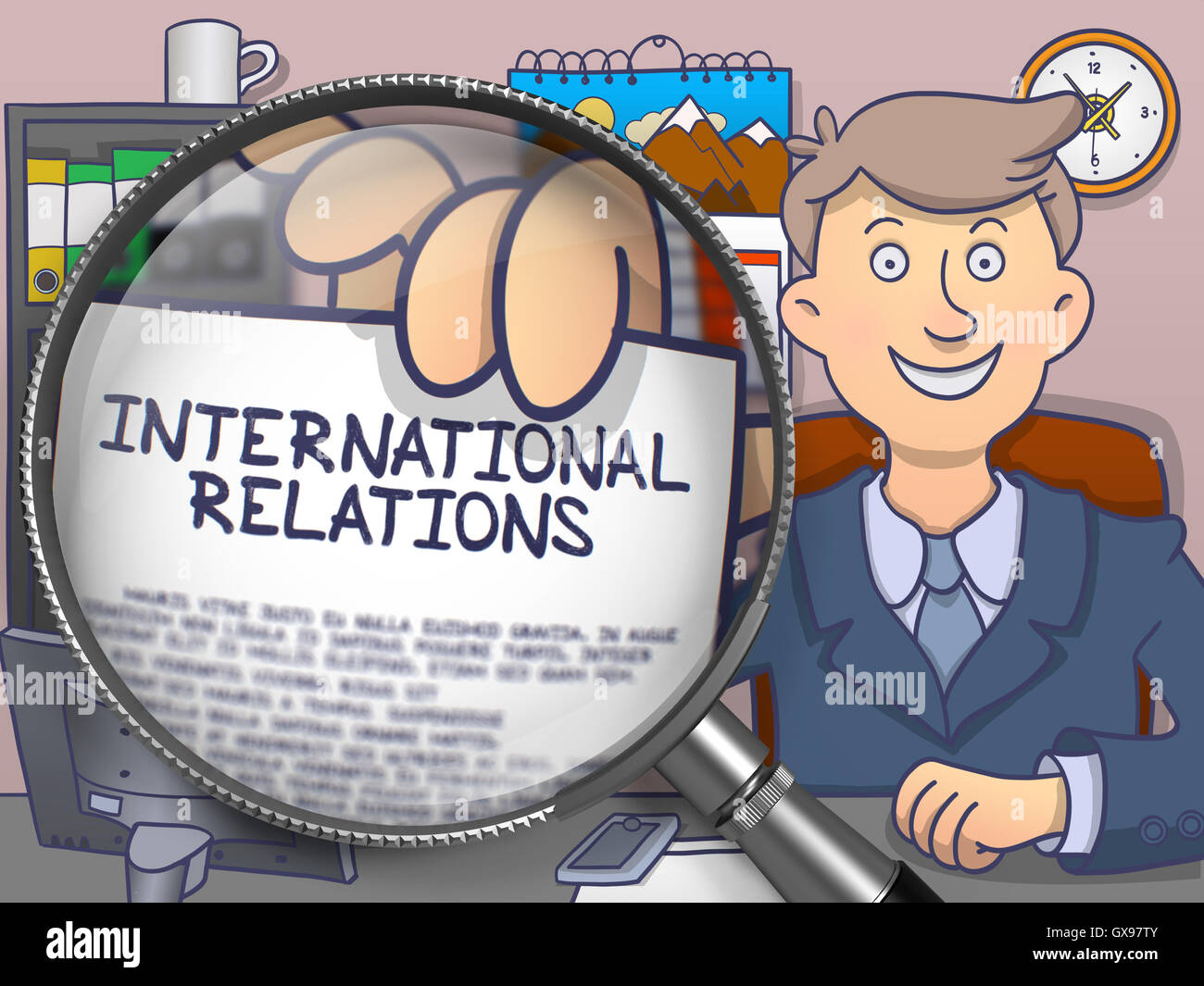 International Relations through Lens. Doodle Concept Stock Photo - Alamy