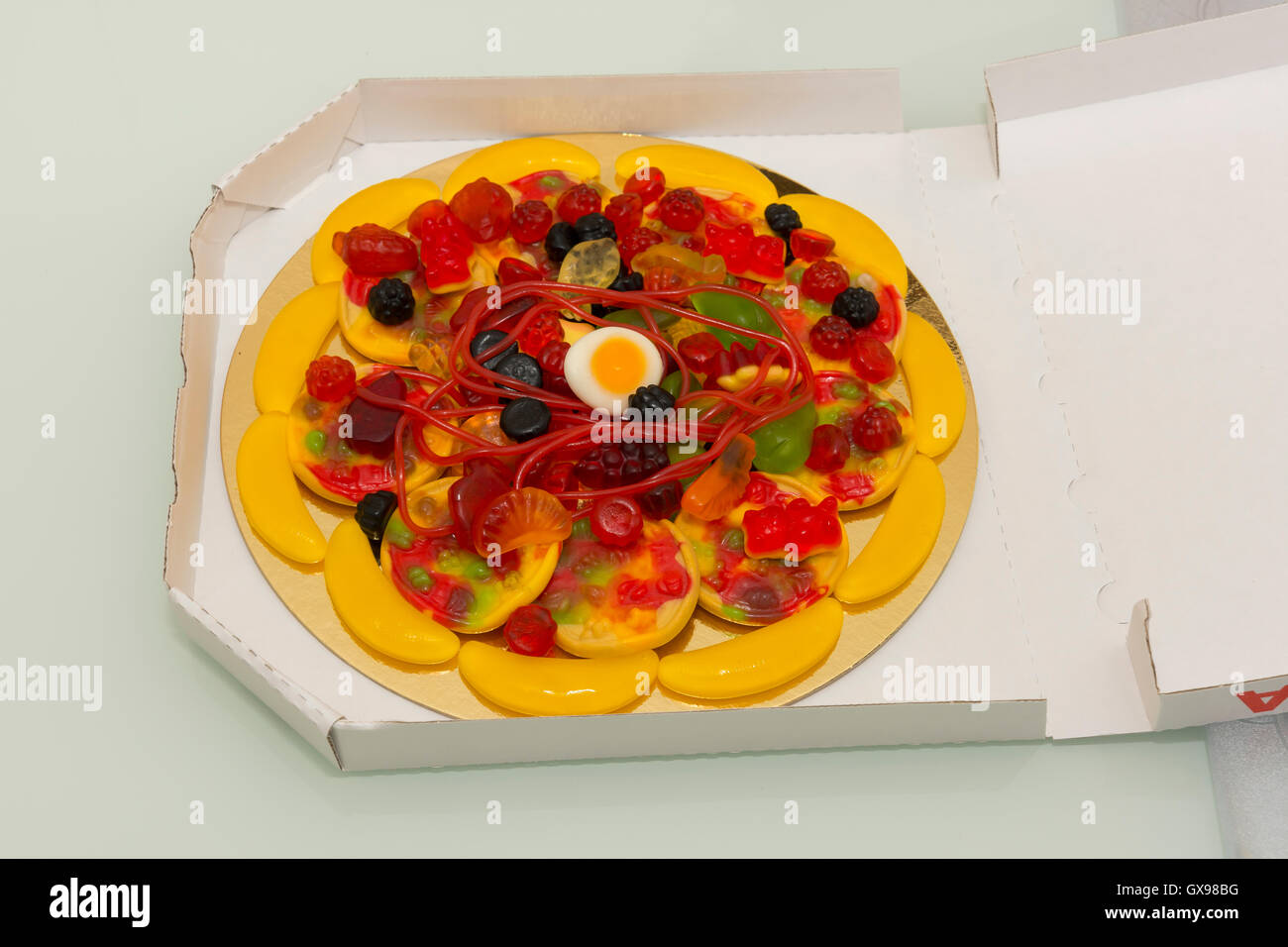 sweet pizza made of chewy candy Stock Photo - Alamy
