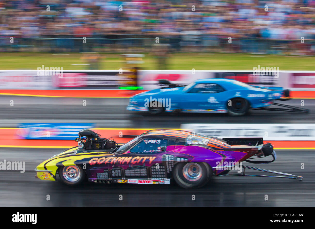 Pro Mod drag racing at Santa Pod. Bruno Bader in his Chevrolet Corvette ...