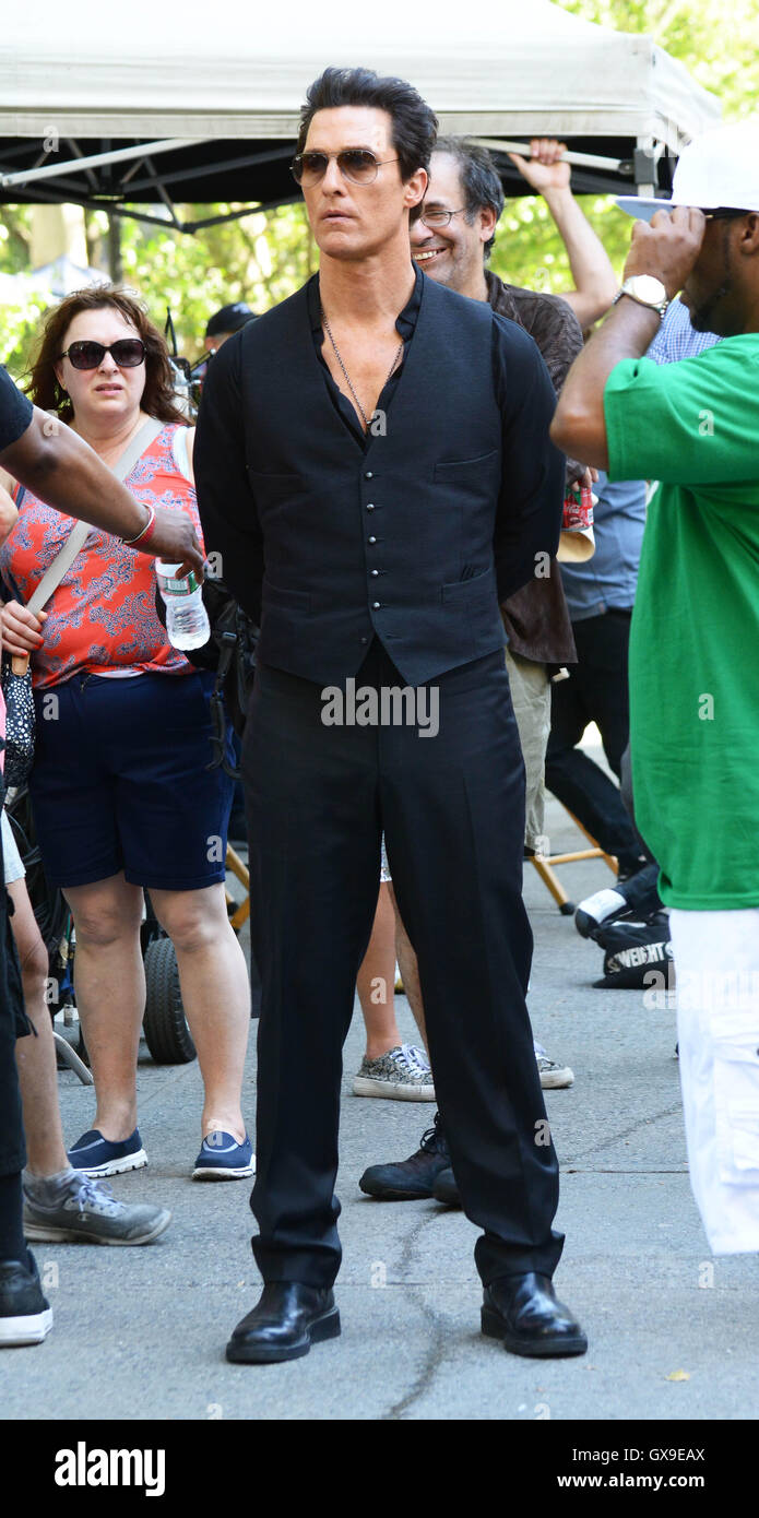 On the set of 'The Dark Tower' in NYC Featuring: Matthew McConaughey ...