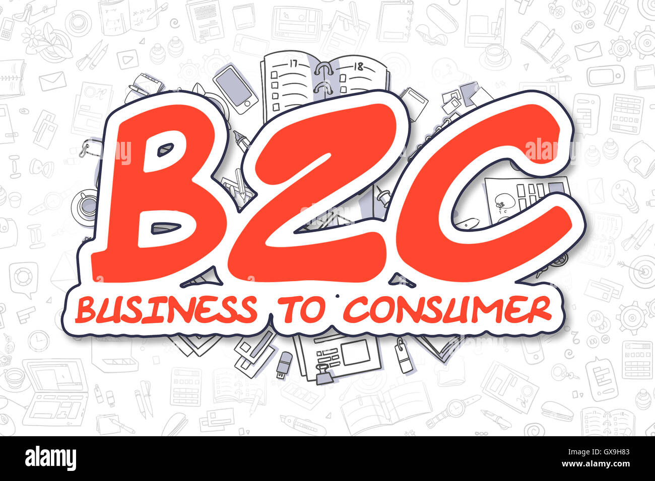 B2C - Doodle Red Word. Business Concept Stock Photo - Alamy