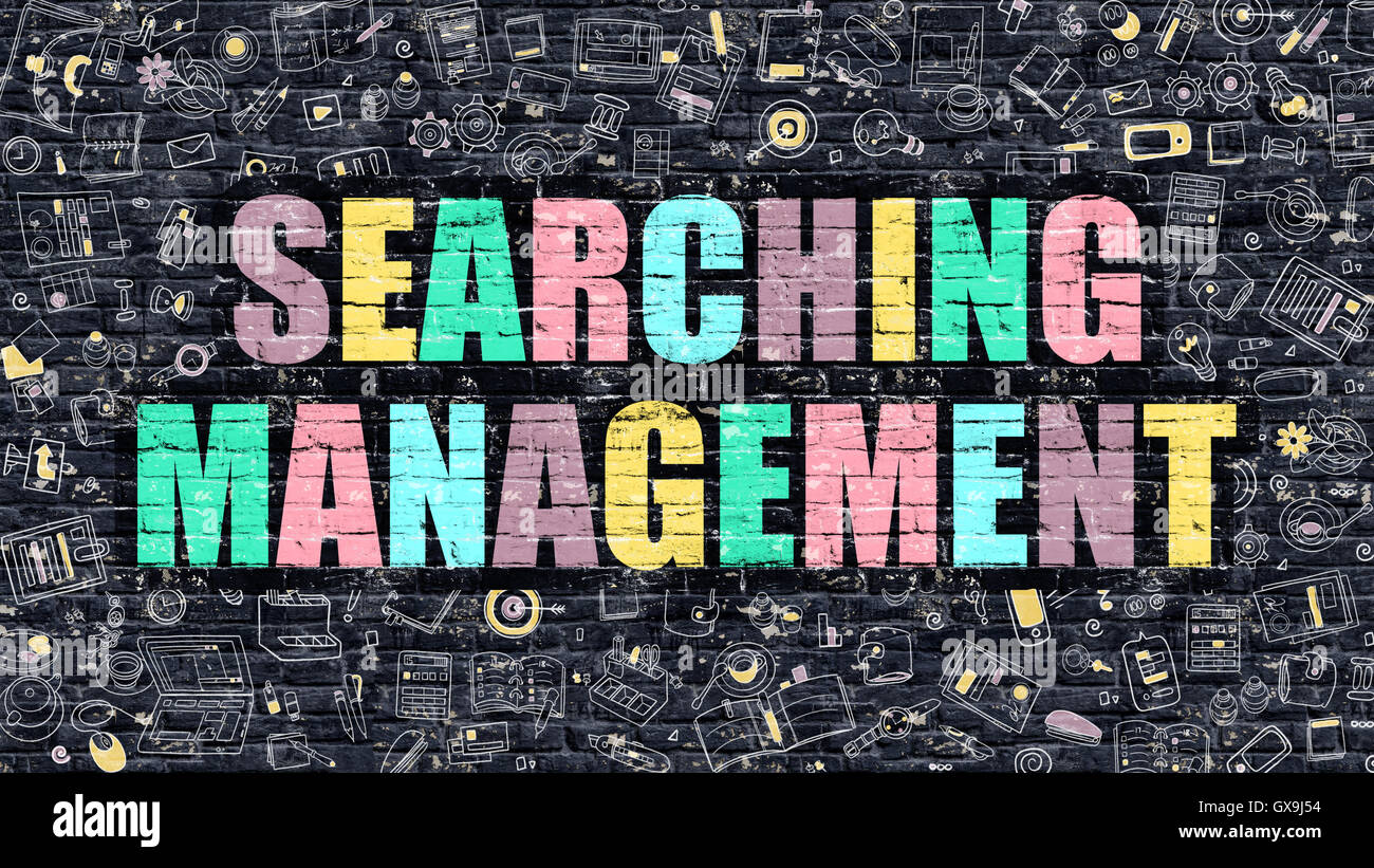 Searching Management Concept with Doodle Design Icons Stock Photo - Alamy