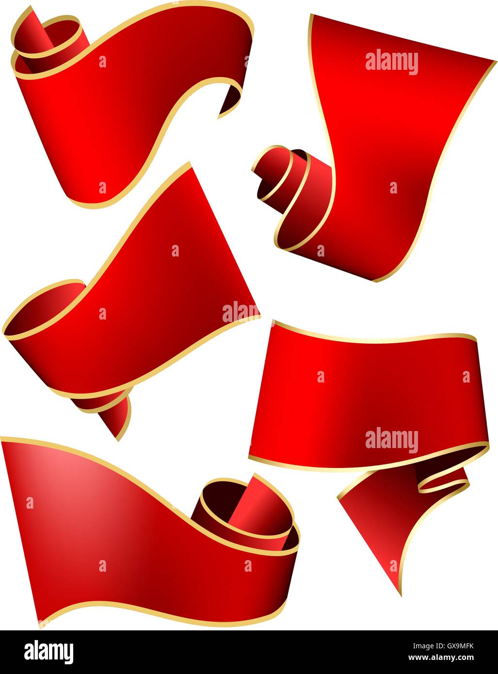 Red ribbons set Stock Vector Image & Art - Alamy