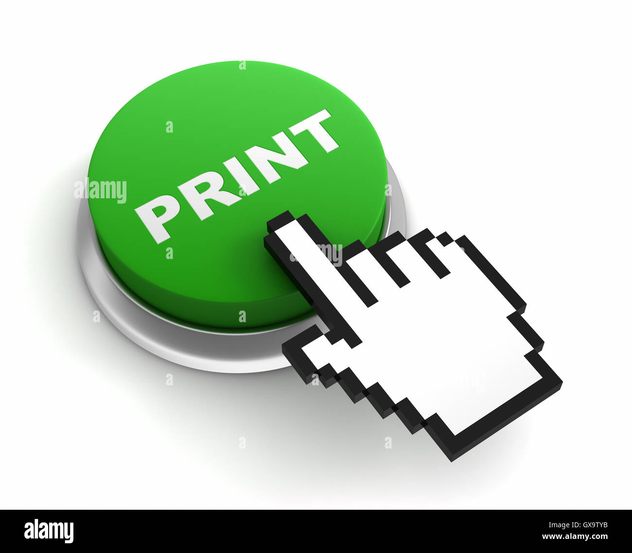 print button concept 3d illustration Stock Photo - Alamy