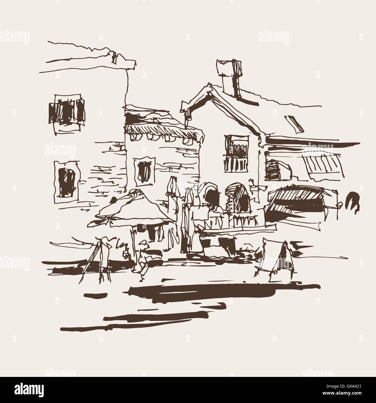 Old town montenegro Stock Vector Images - Alamy