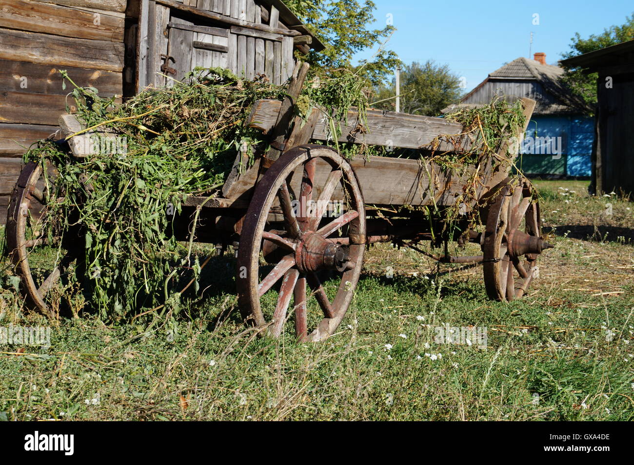 Old wooden wagon timber, industry, west carrying car Stock Photo - Alamy
