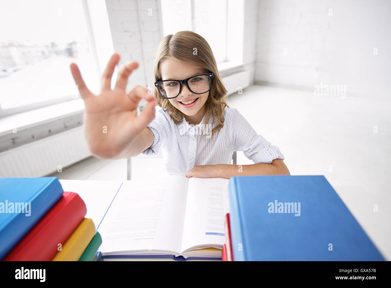 Happy school girl hi-res stock photography and images - Alamy