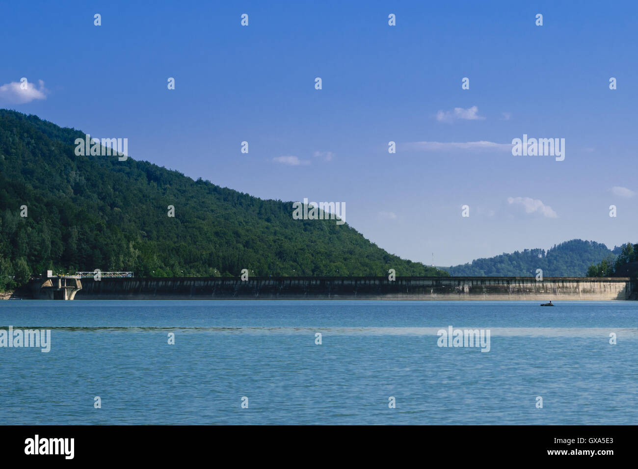 lake dam forest background Stock Photo - Alamy