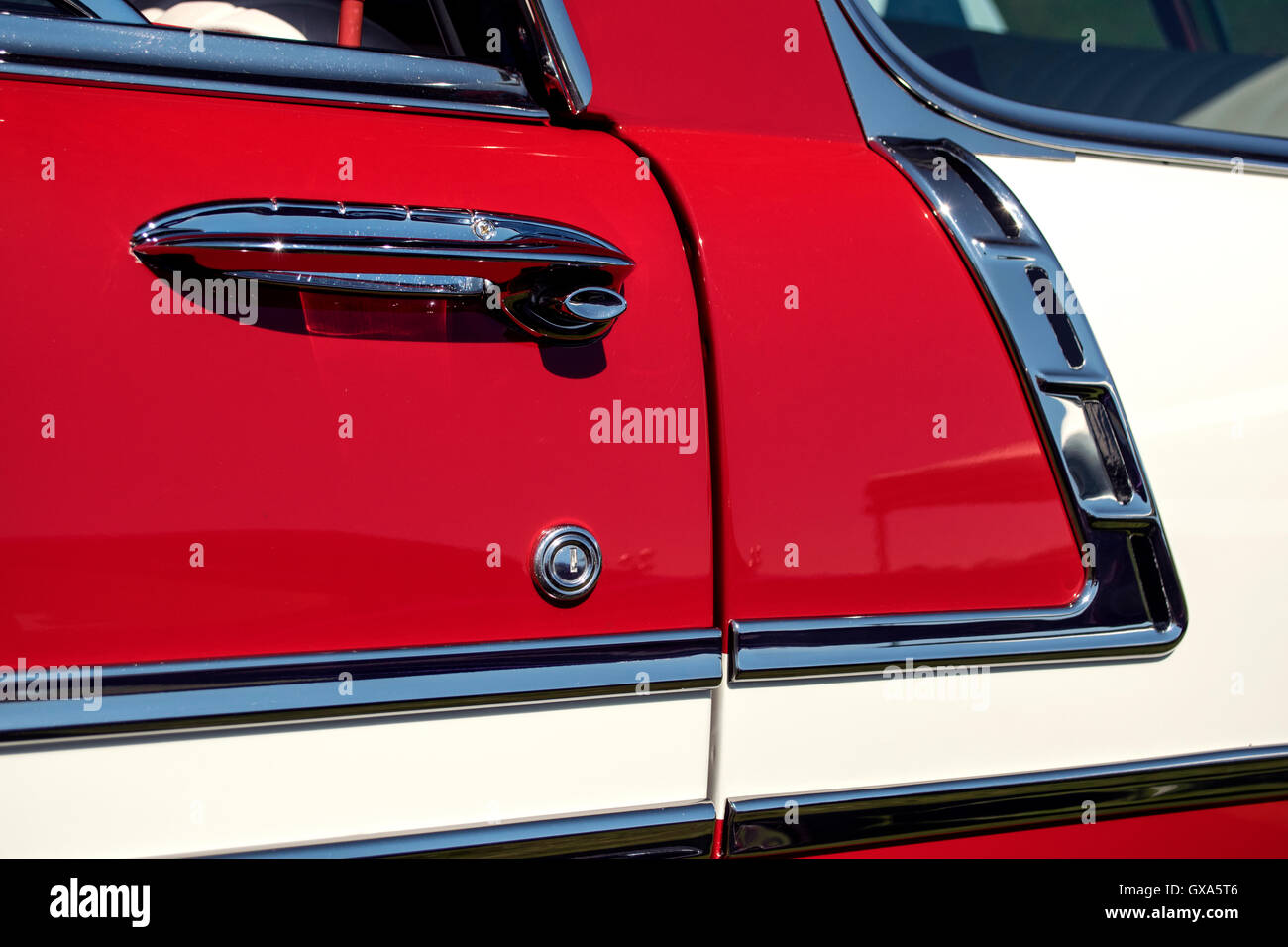 1950's era red car door Stock Photo - Alamy