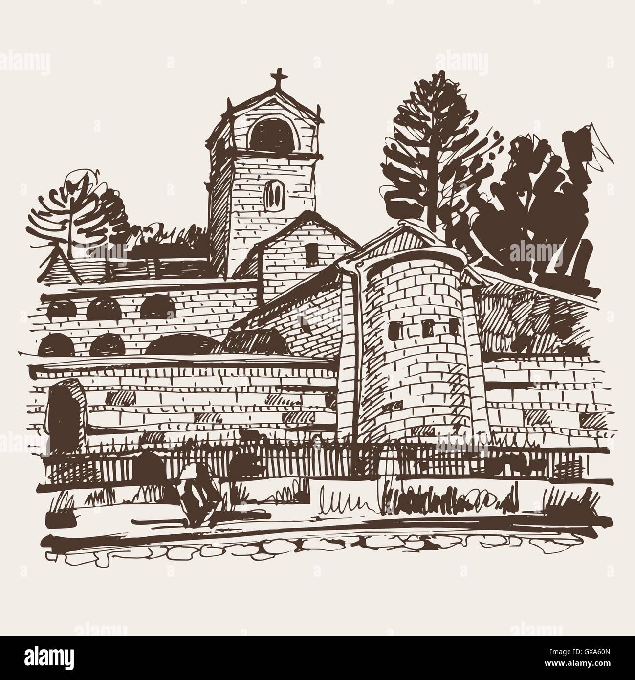 Wall ancient orthodox church Stock Vector Images - Alamy