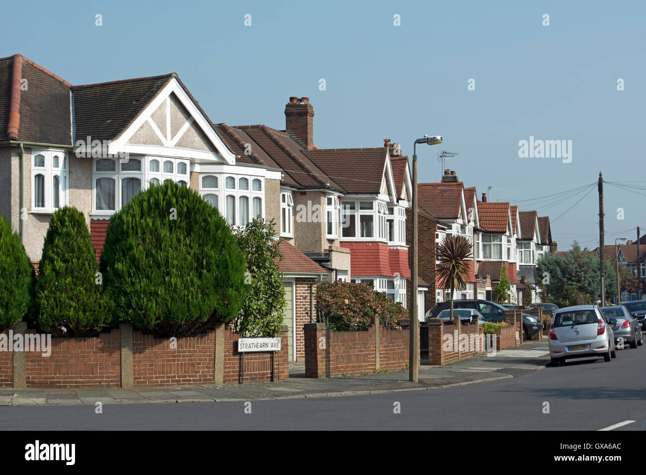 bay fronted houses of the 1920s forming part of a terrace in whitton ...