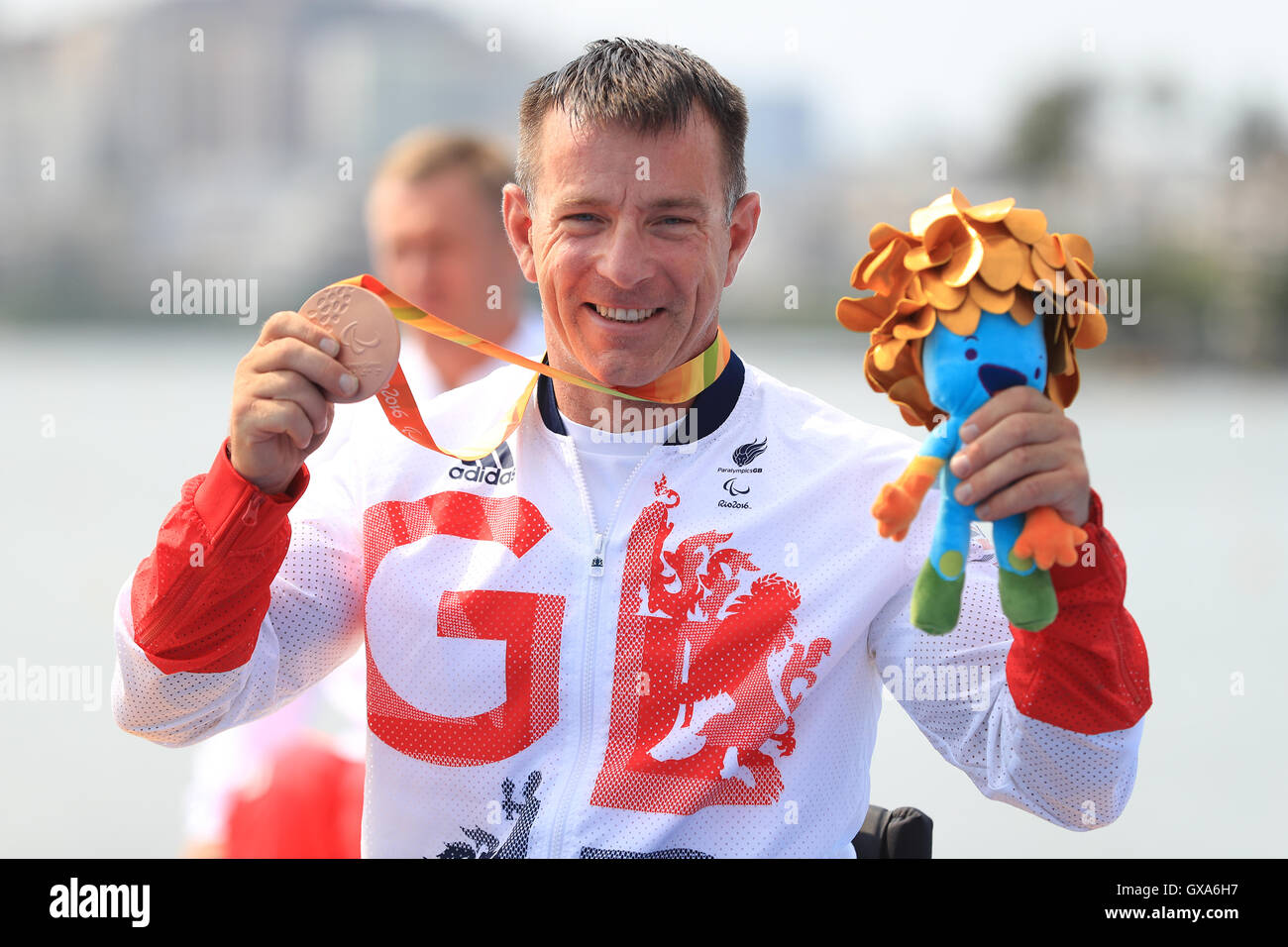 Great Britain's Ian Marsden celebrates with his Bronze medal in the Men ...