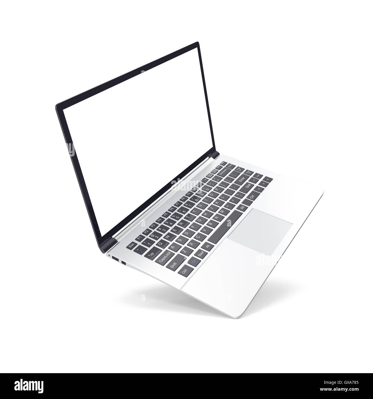 Laptop isolated on white background. 3d illustration Stock Photo - Alamy
