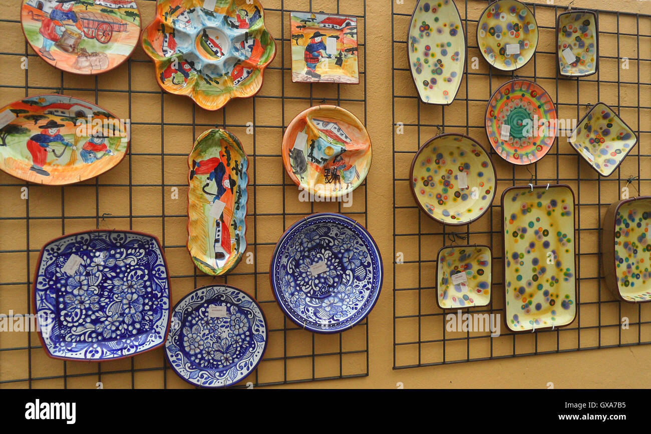 Beautiful Hand Painted Plates in Evora, Portugal Stock Photo - Alamy
