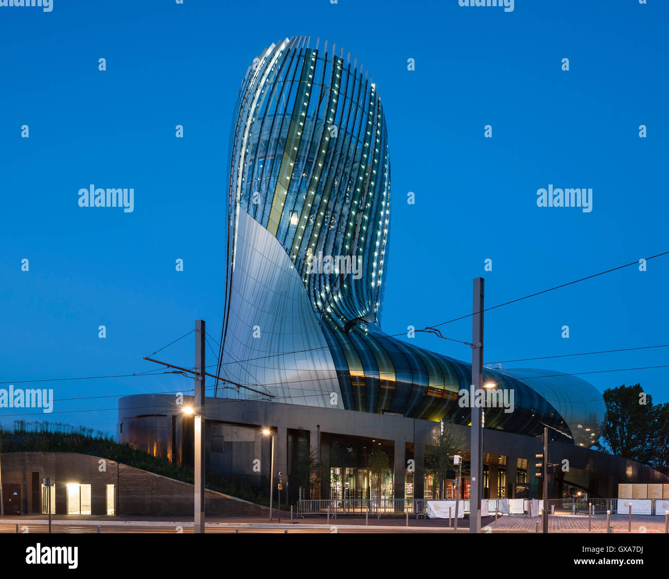 Front elevation view of entrance and 35 metre tower. La cité du vin ...