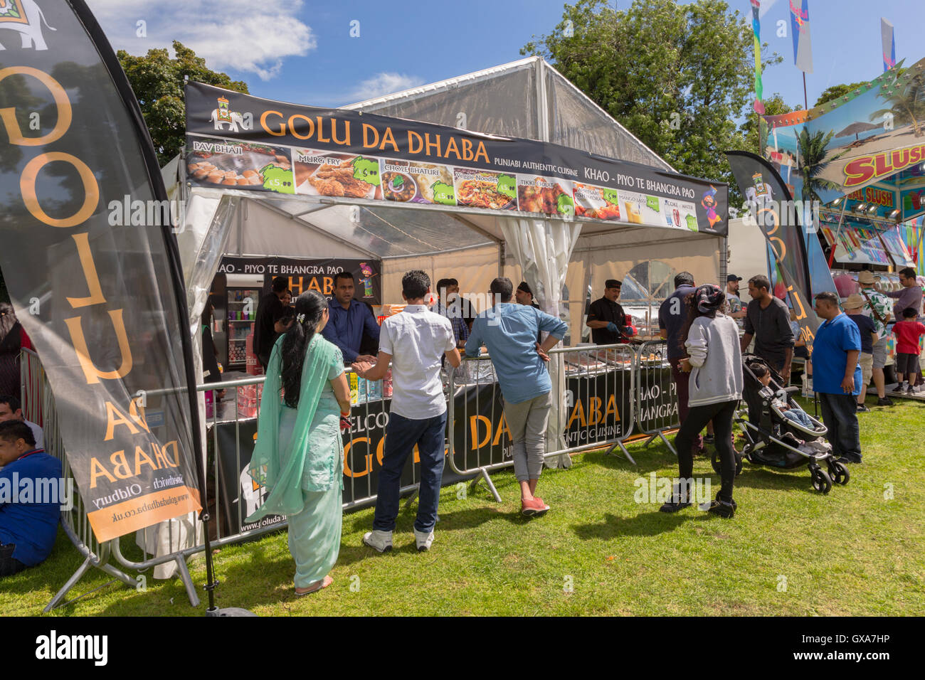 Fast food stall at an open air event during a British Asian event in a ...