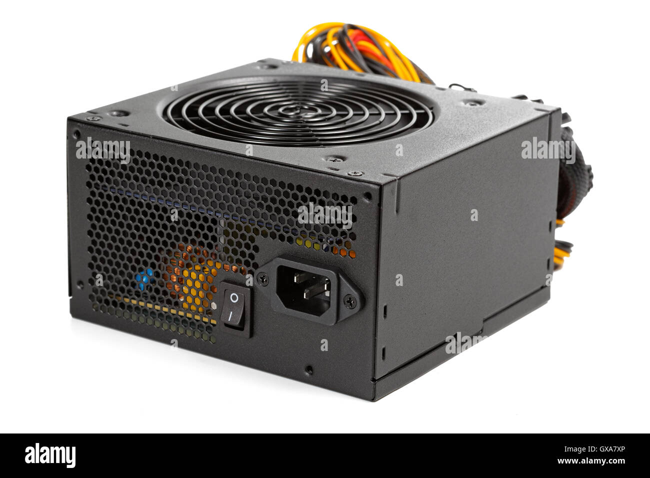 the power supply for the computer isolated on white background Stock ...