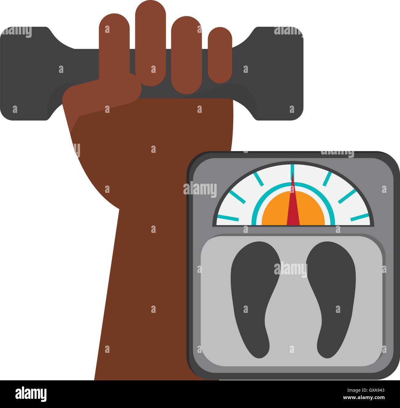 hand holding dumbbell and weight scale icon Stock Vector Image & Art ...