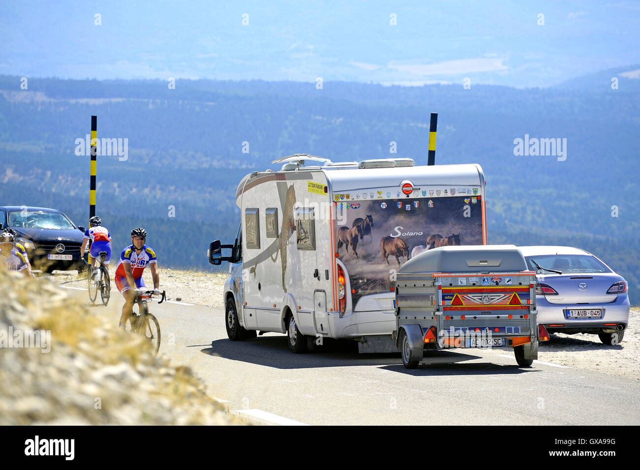Road Mont Ventoux amount borrowed by many cyclists and cars Stock Photo ... Road Mont Ventoux amount borrowed by many cyclists and cars Stock Photo ...