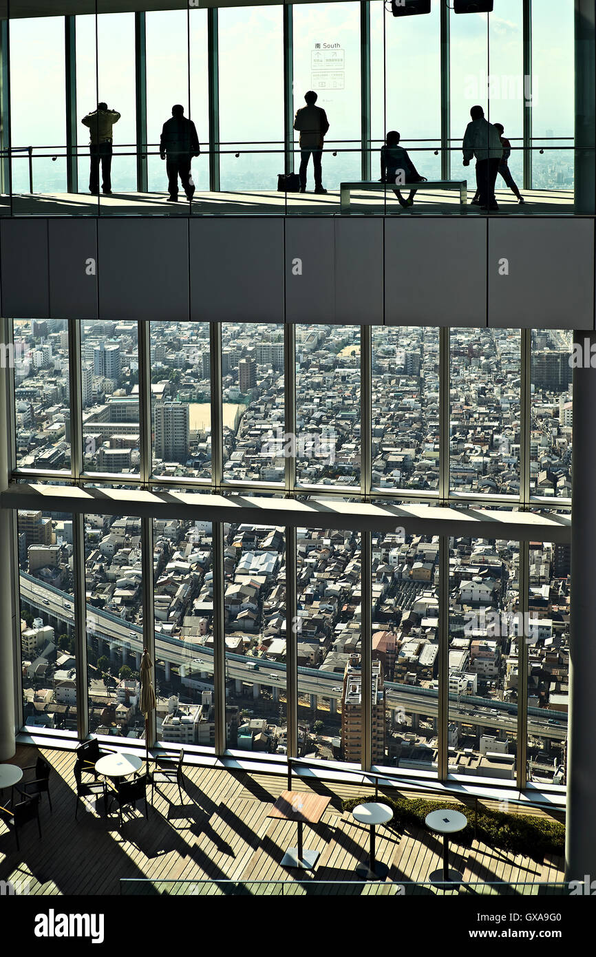 Japan, Honshu island, Kansai, Osaka, desk view at Abeno Harukas tower ...