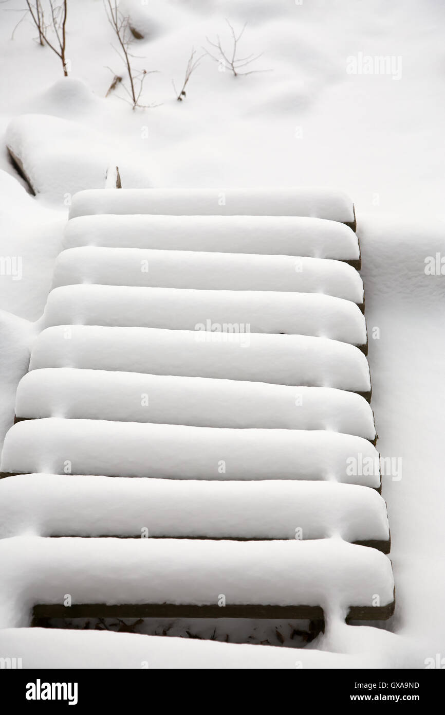 stairs covered with snow Stock Photo - Alamy