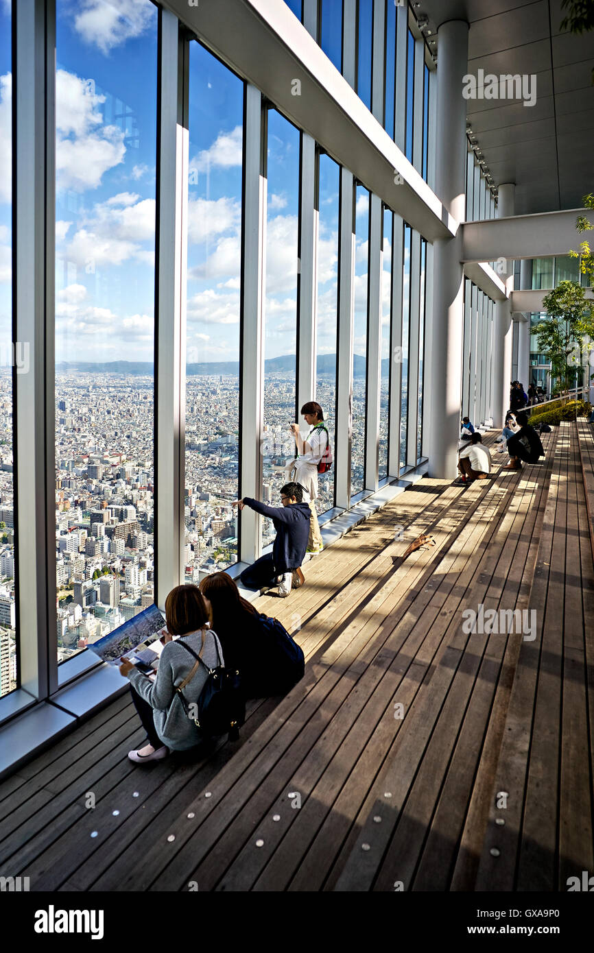 Japan, Honshu island, Kansai, Osaka, desk view at Abeno Harukas tower ...