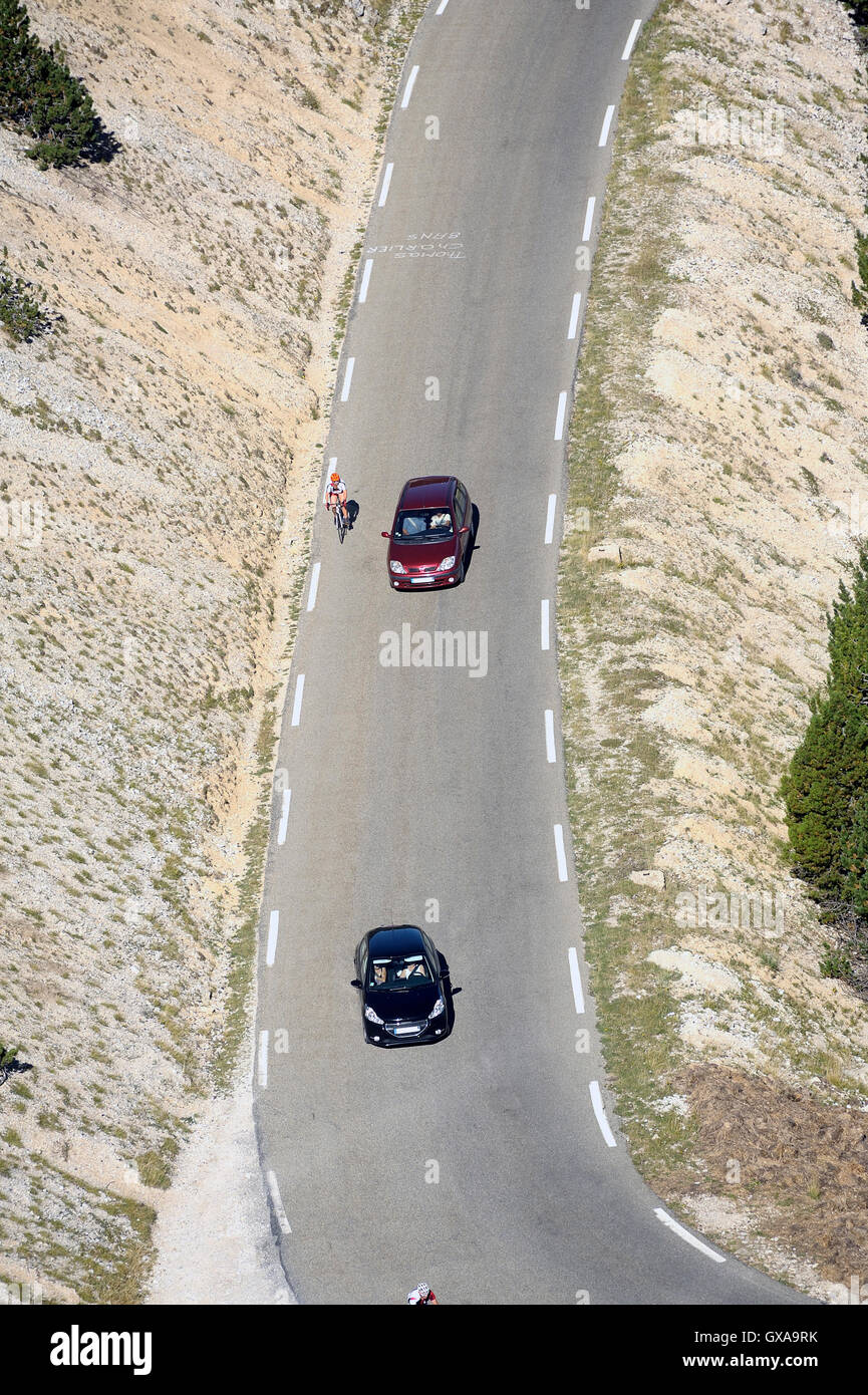 Road Mont Ventoux amount borrowed by many cyclists and cars Stock Photo ... Road Mont Ventoux amount borrowed by many cyclists and cars Stock Photo ...