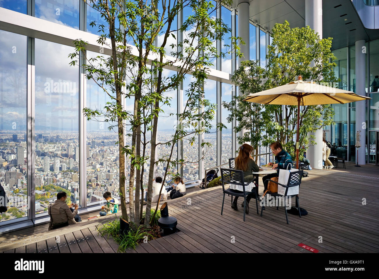 Japan, Honshu island, Kansai, Osaka, desk view at Abeno Harukas tower ...