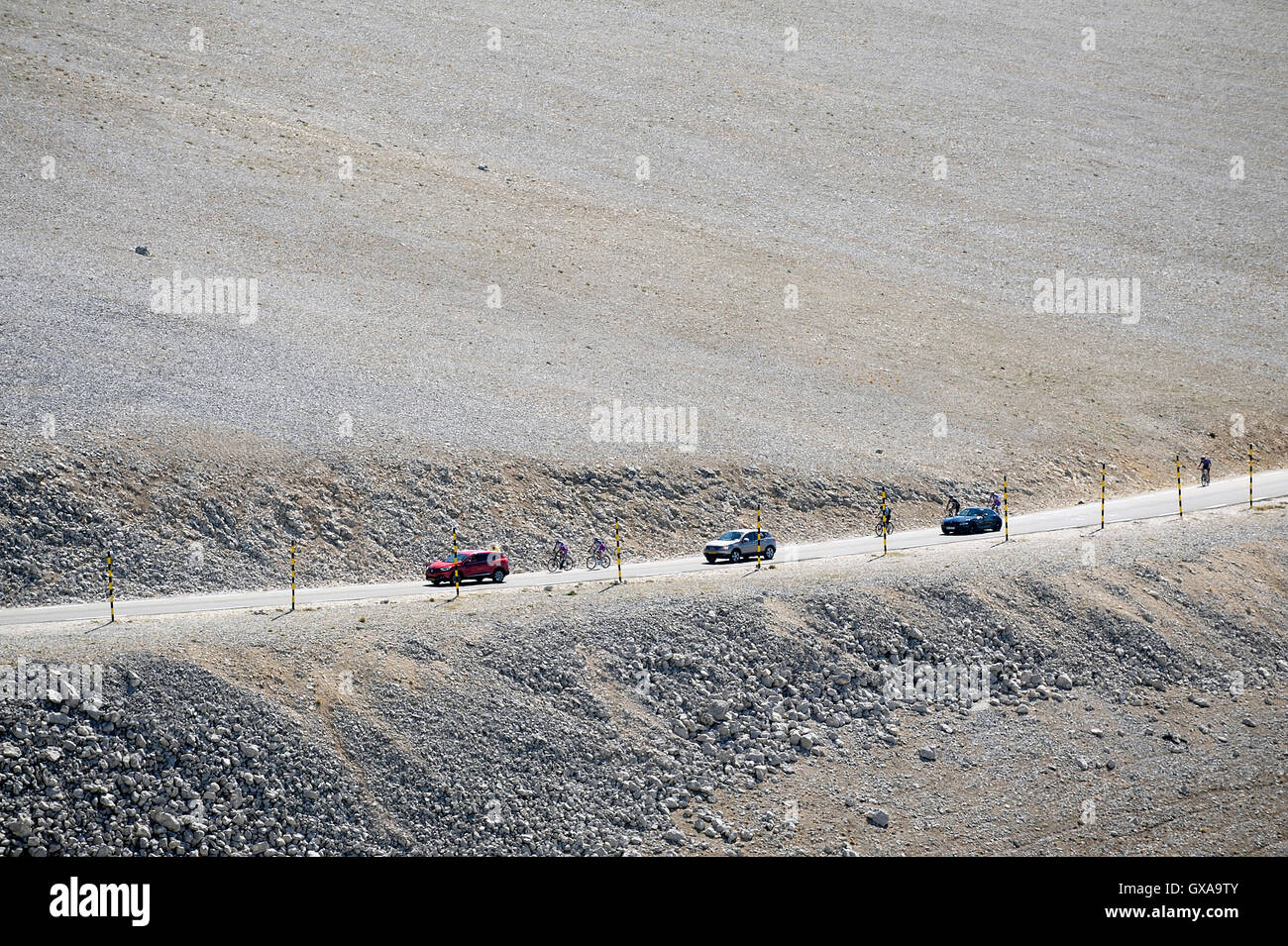 Road Mont Ventoux amount borrowed by many cyclists and cars Stock Photo ... Road Mont Ventoux amount borrowed by many cyclists and cars Stock Photo ...