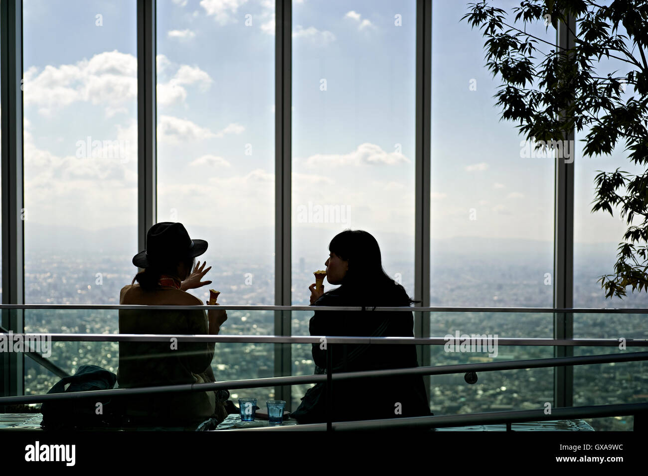 Japan, Honshu island, Kansai, Osaka, desk view at Abeno Harukas tower ...