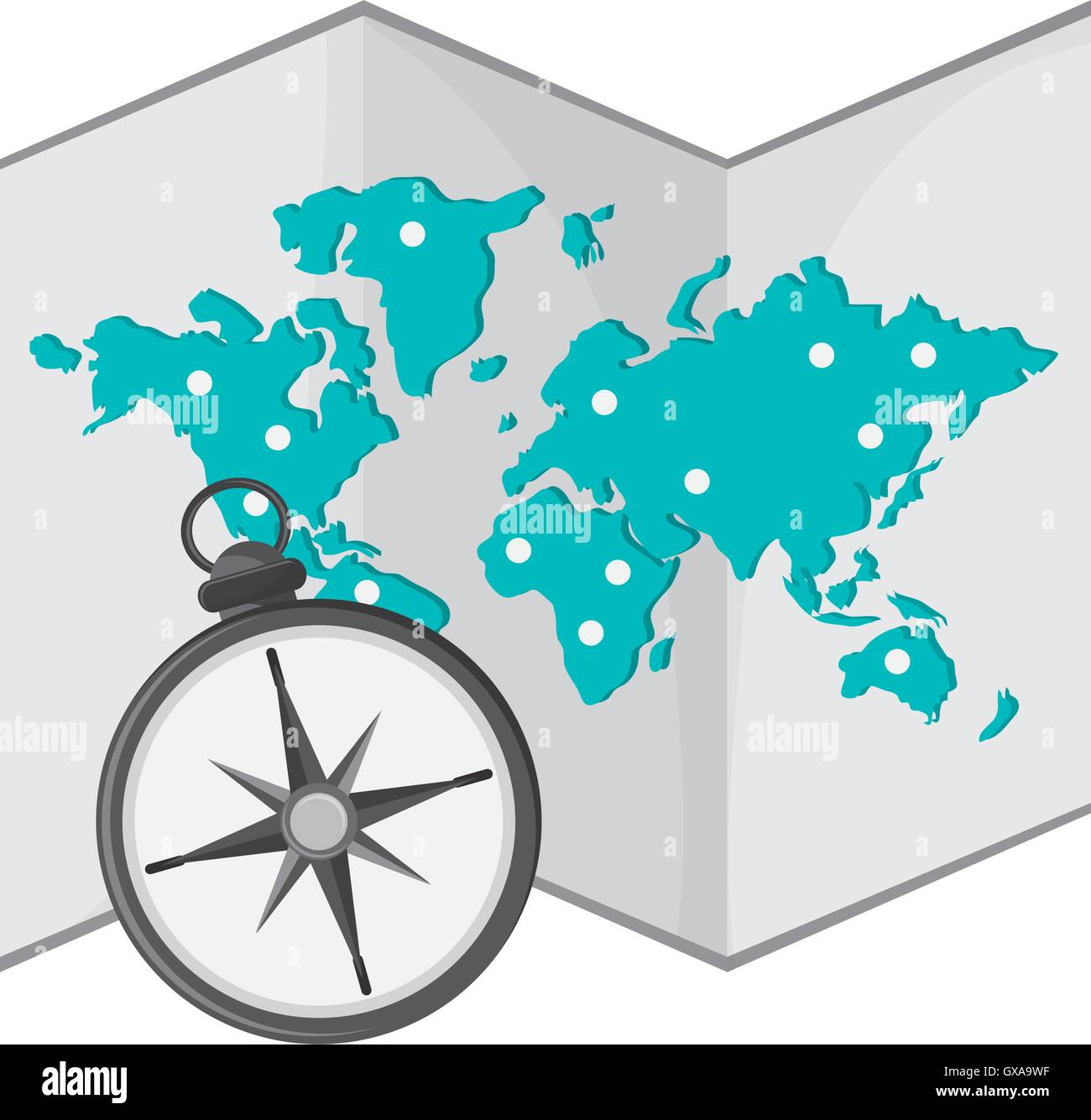 world map and compass icon Stock Vector Image & Art - Alamy