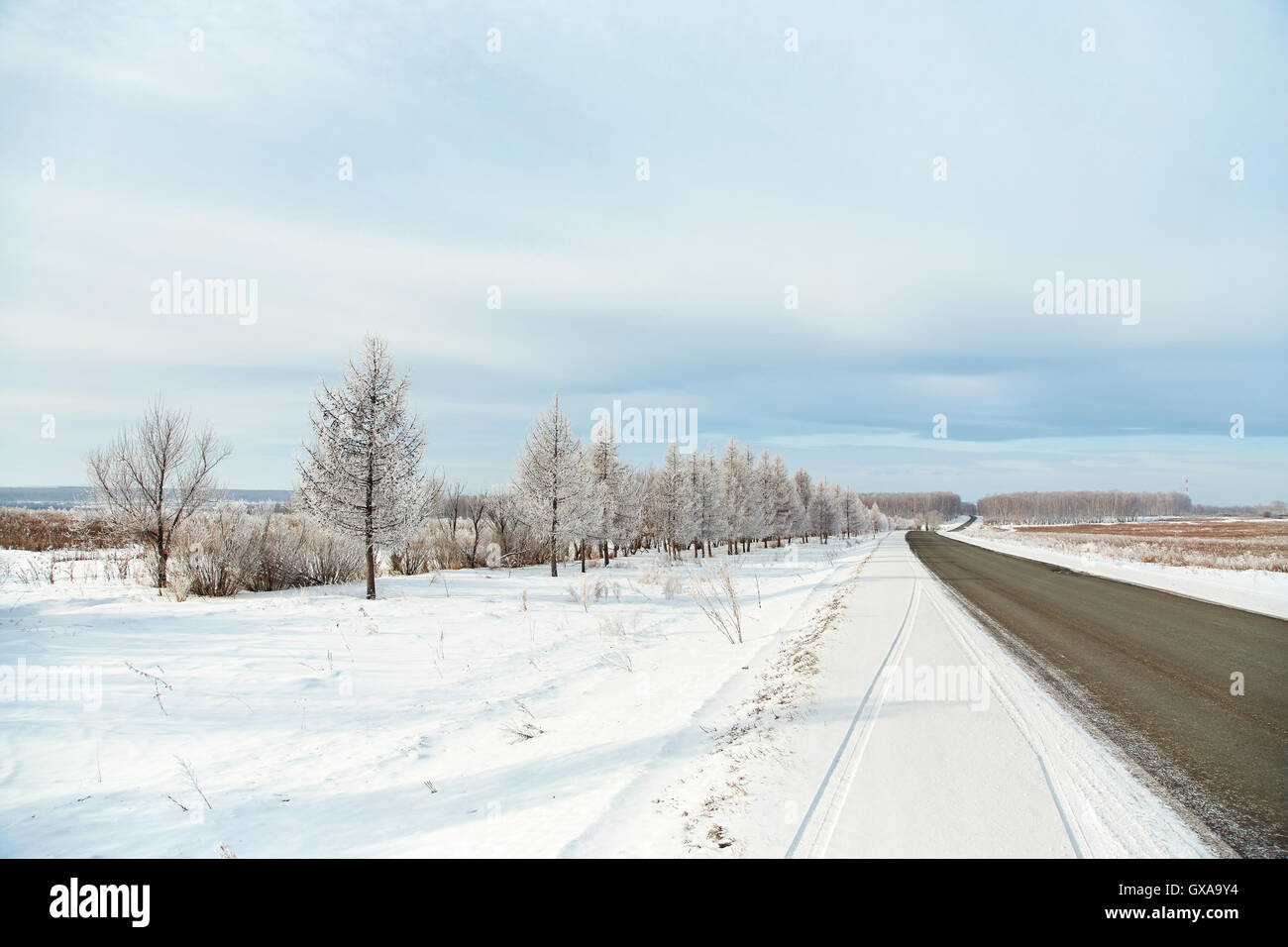Winter scene scenic road hi-res stock photography and images - Alamy