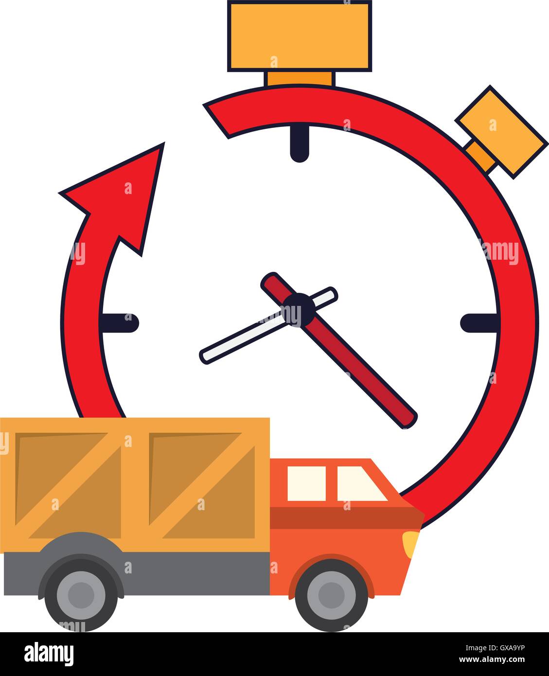 clock with arrow and truck van icon Stock Vector Image & Art - Alamy
