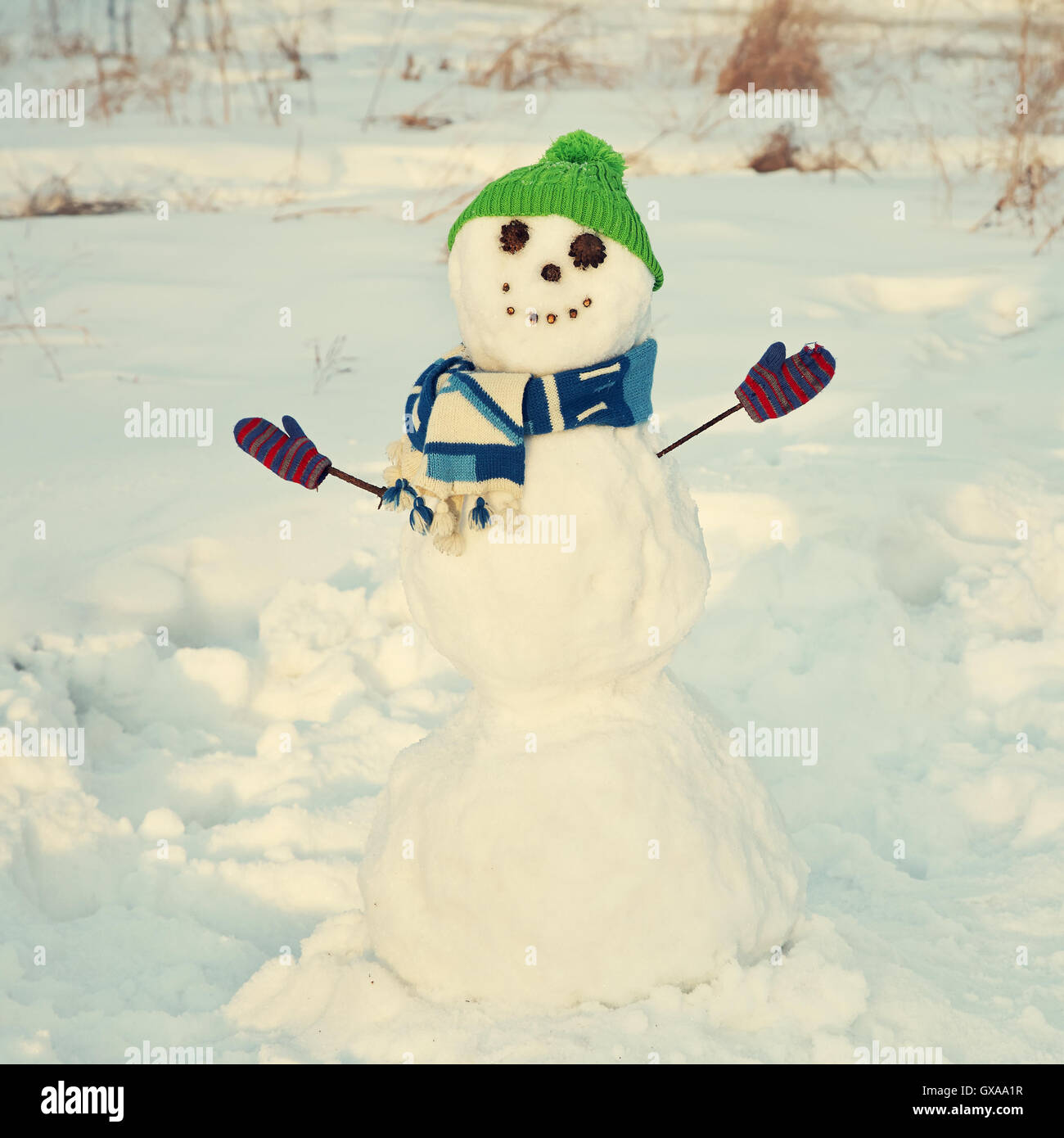 snowman in a forest Stock Photo - Alamy