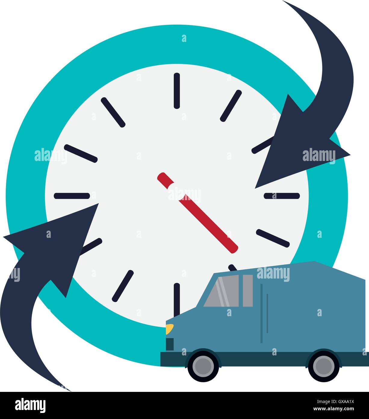 clock with arrow and truck van icon Stock Vector Image & Art - Alamy