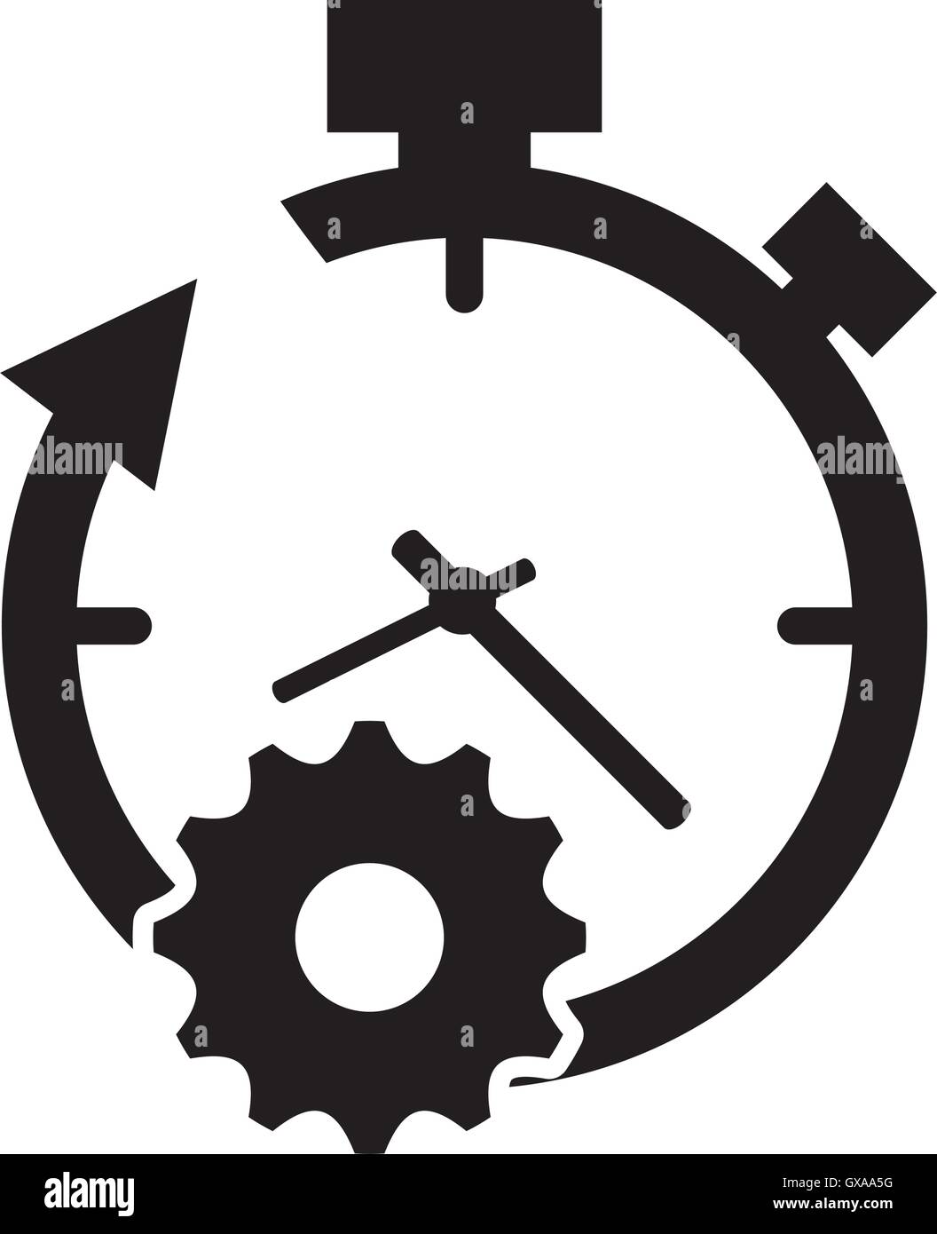 clock with arrow and gear icon Stock Vector Image & Art - Alamy