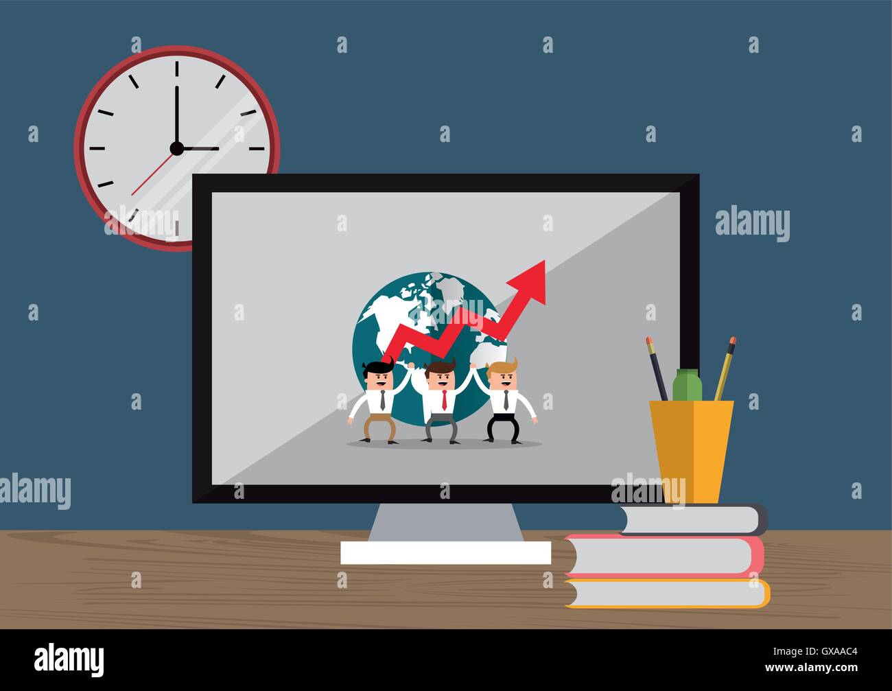computer with office related icons Stock Vector Image & Art - Alamy