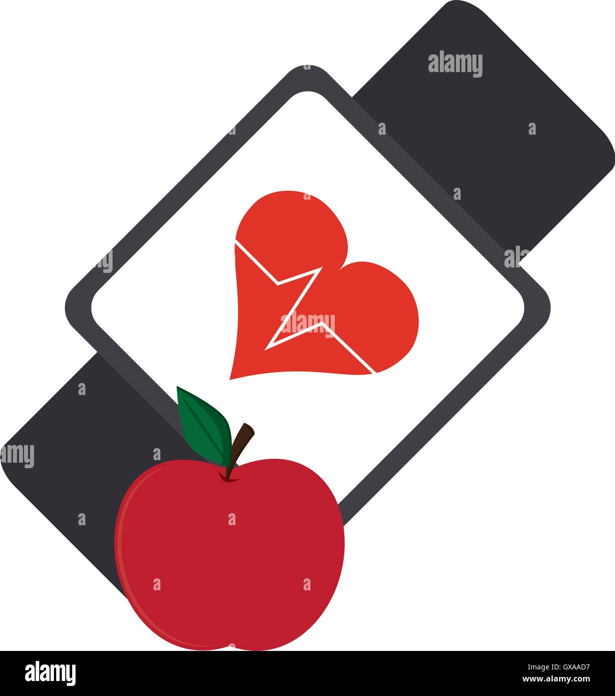 heart rate wrist monitor and apple icon Stock Vector Image & Art - Alamy
