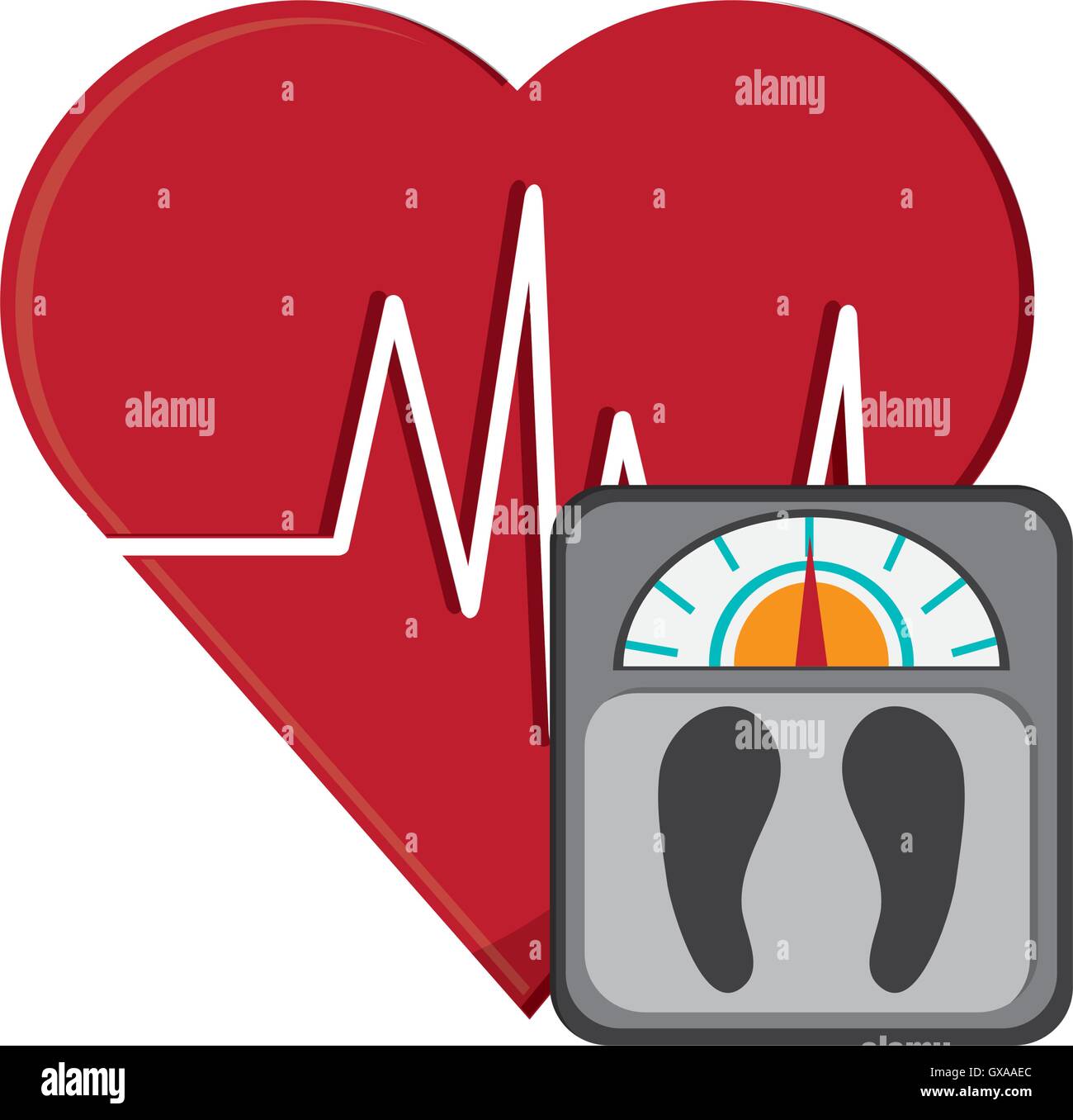 heart cardiogram and weight scale icon Stock Vector Image & Art - Alamy