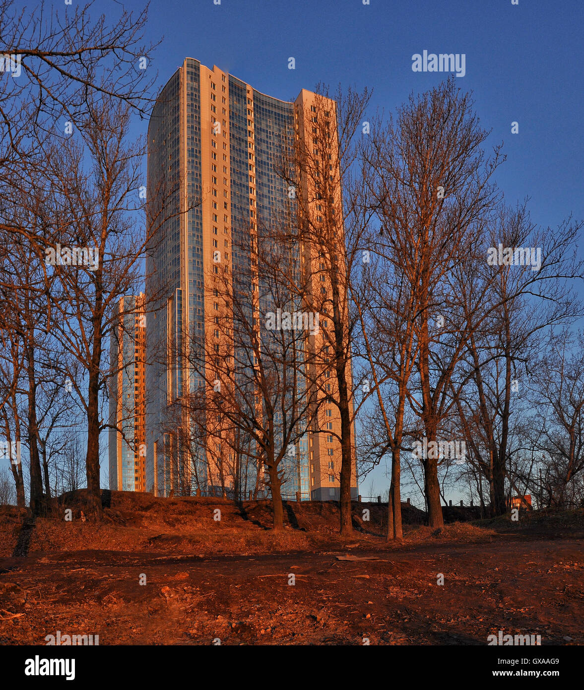 High-rise building in the morning light Stock Photo - Alamy
