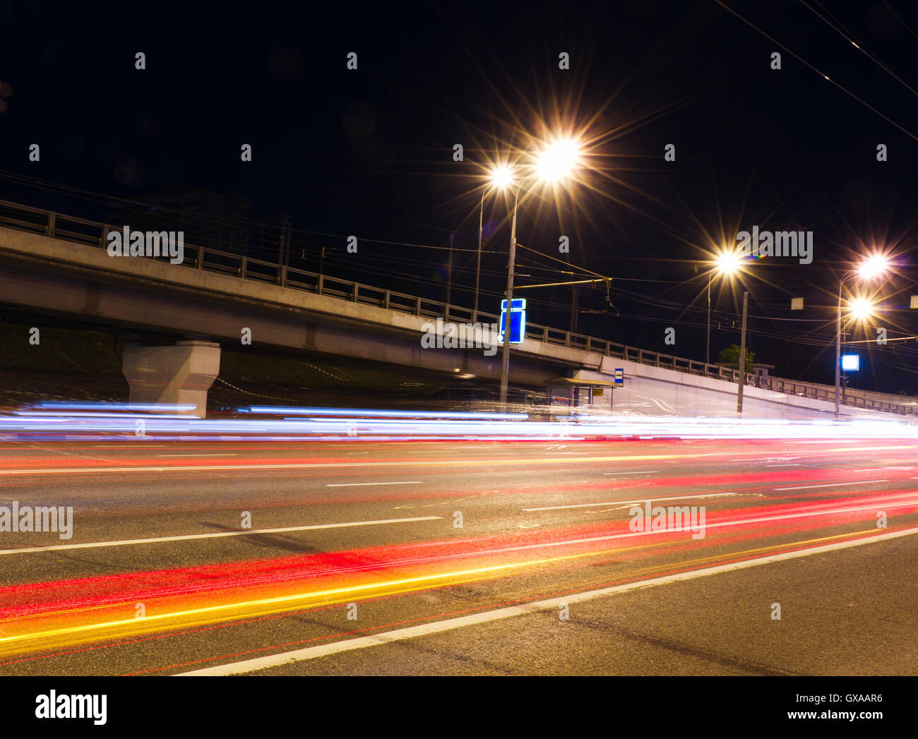 Abstract urban background with night traffic light trails pattern Stock ...