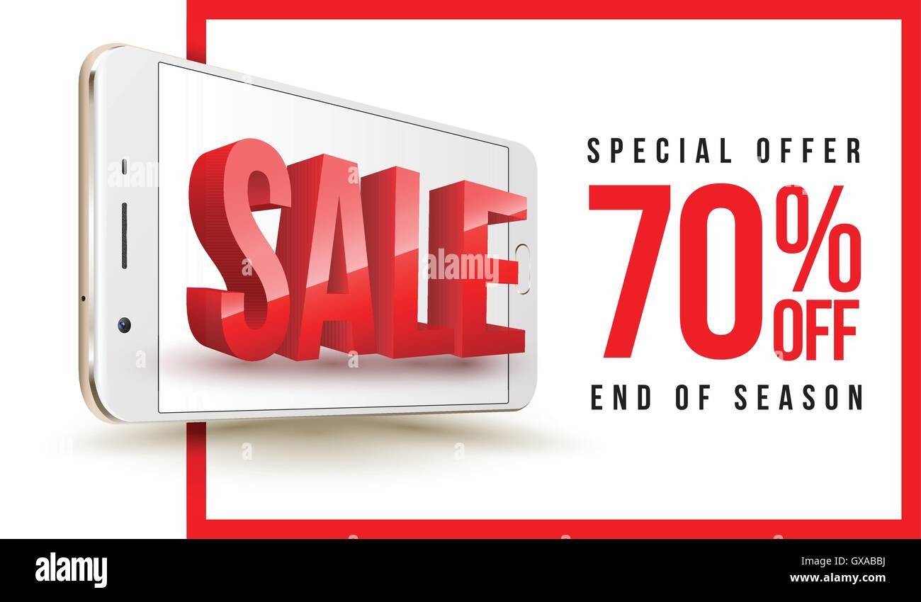 Sale banner with smartphone. Vector illustration for promotion ...