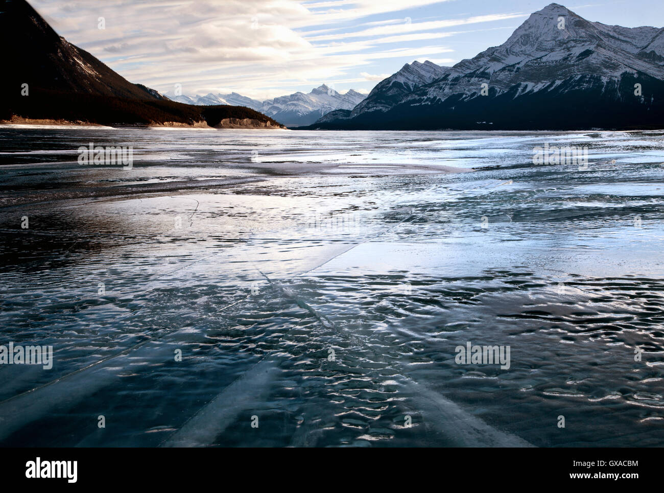 Abraham Lake Winter Ice formations bubbles design Stock Photo - Alamy