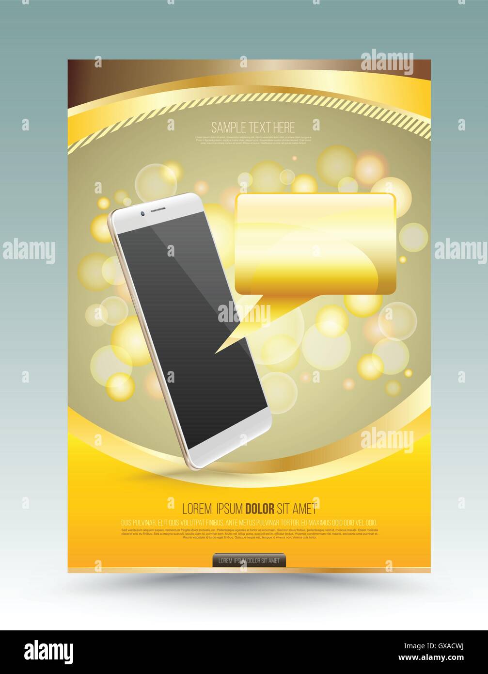 Vector template poster gold color for technology advertising layout ...