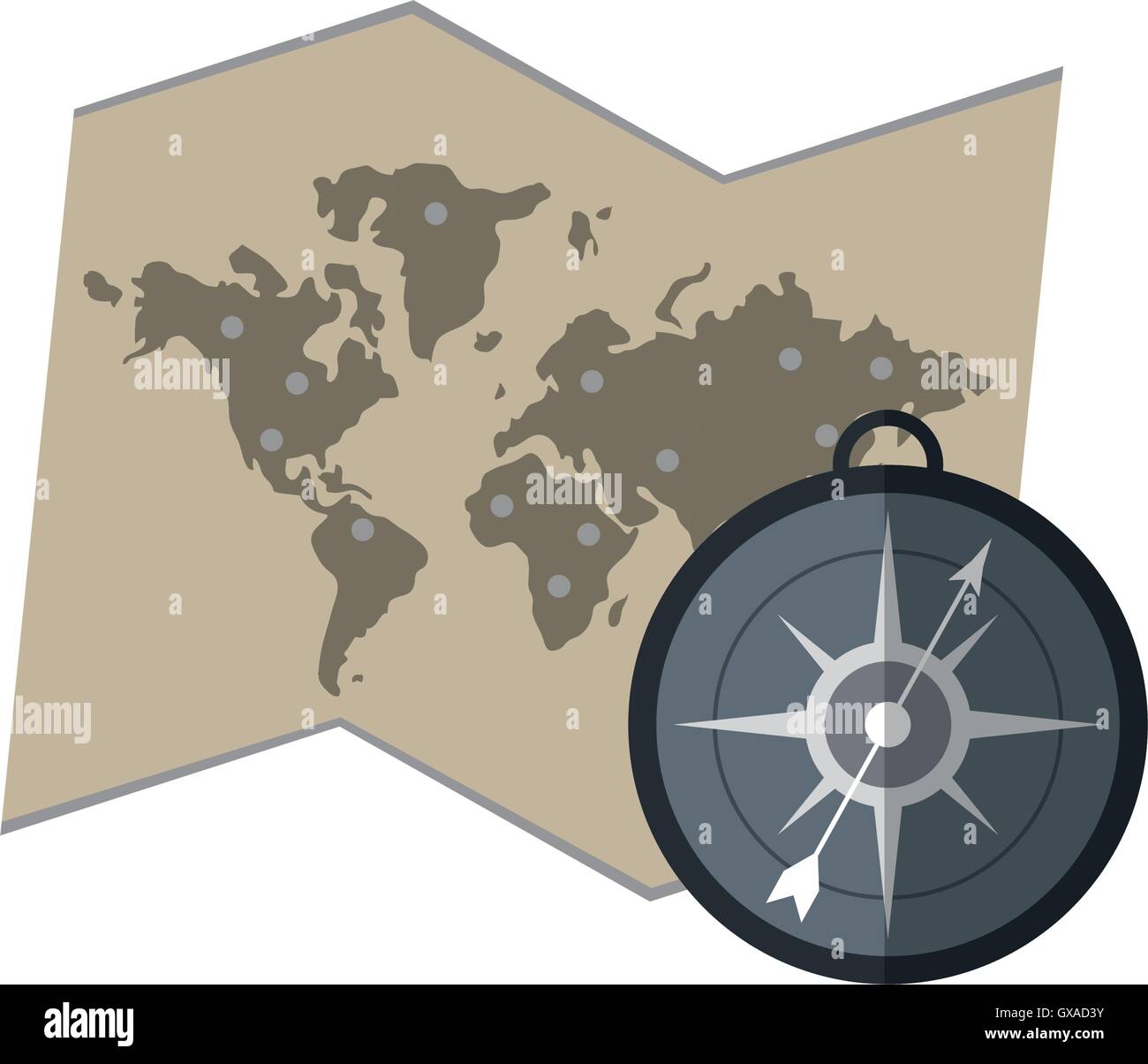 world map and compass icon Stock Vector Image & Art - Alamy