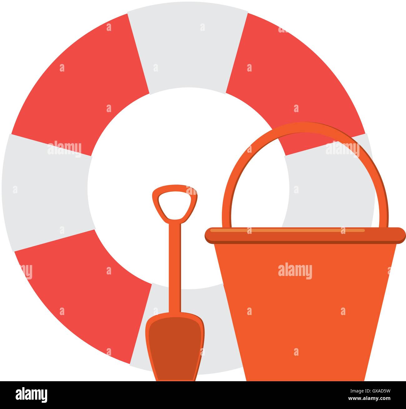 life preserver and bucket with shovel icon Stock Vector Image & Art - Alamy
