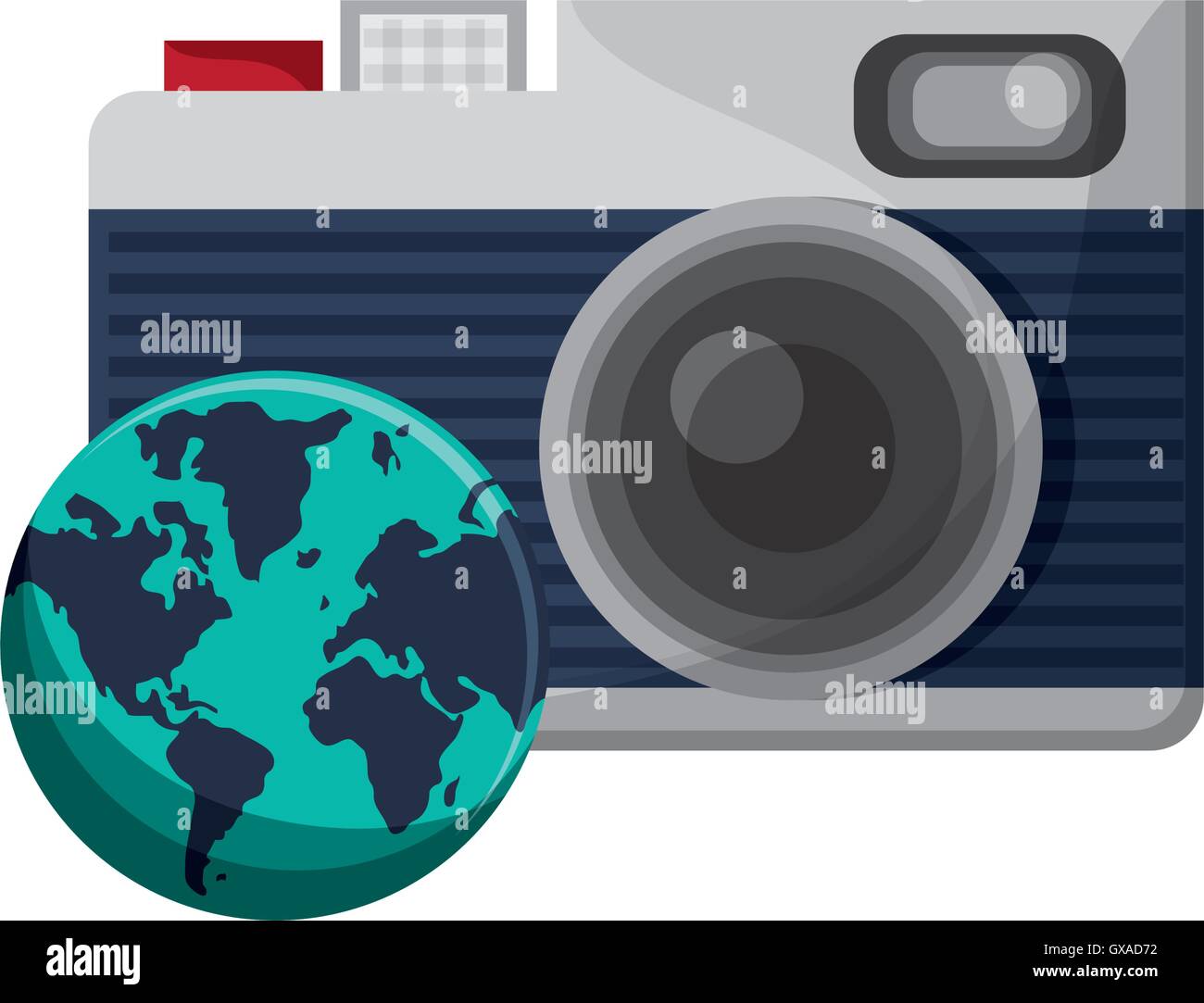 photographic camera and earth globe icon Stock Vector Image & Art - Alamy