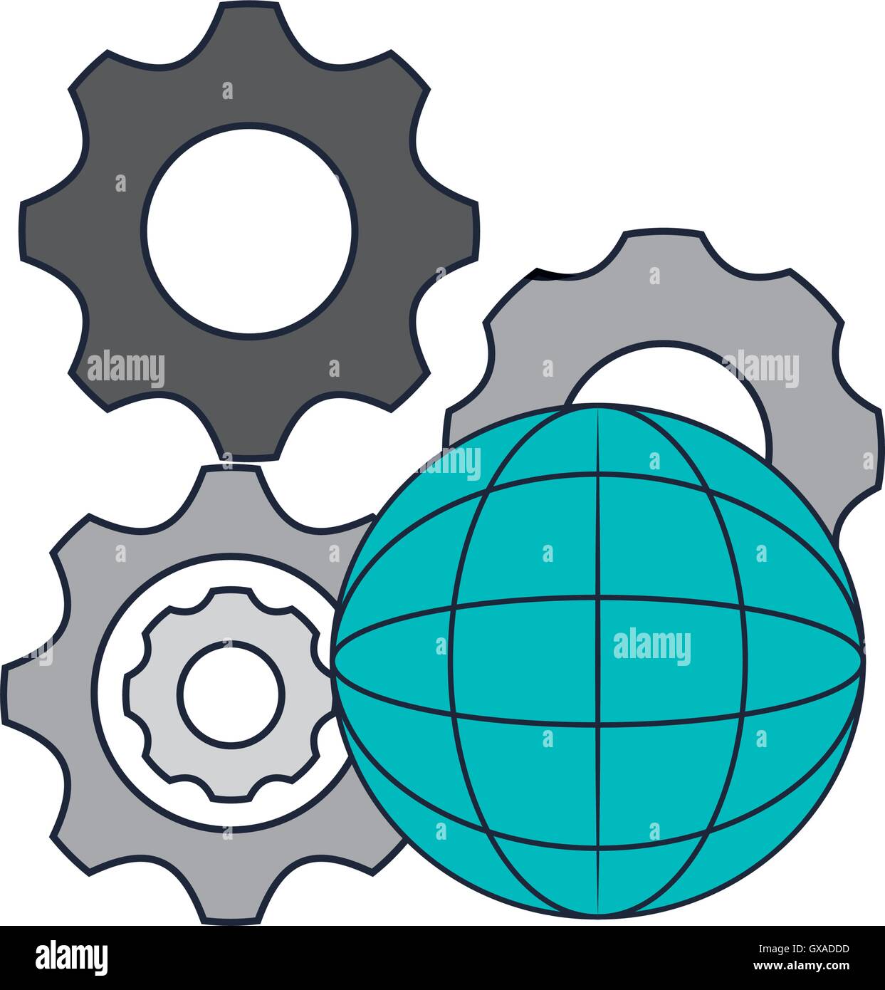 gears and earth globe diagram icon Stock Vector Image & Art - Alamy