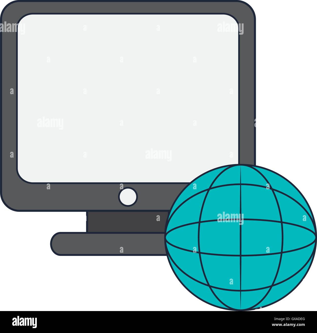computer and earth globe diagram icon Stock Vector Image & Art - Alamy